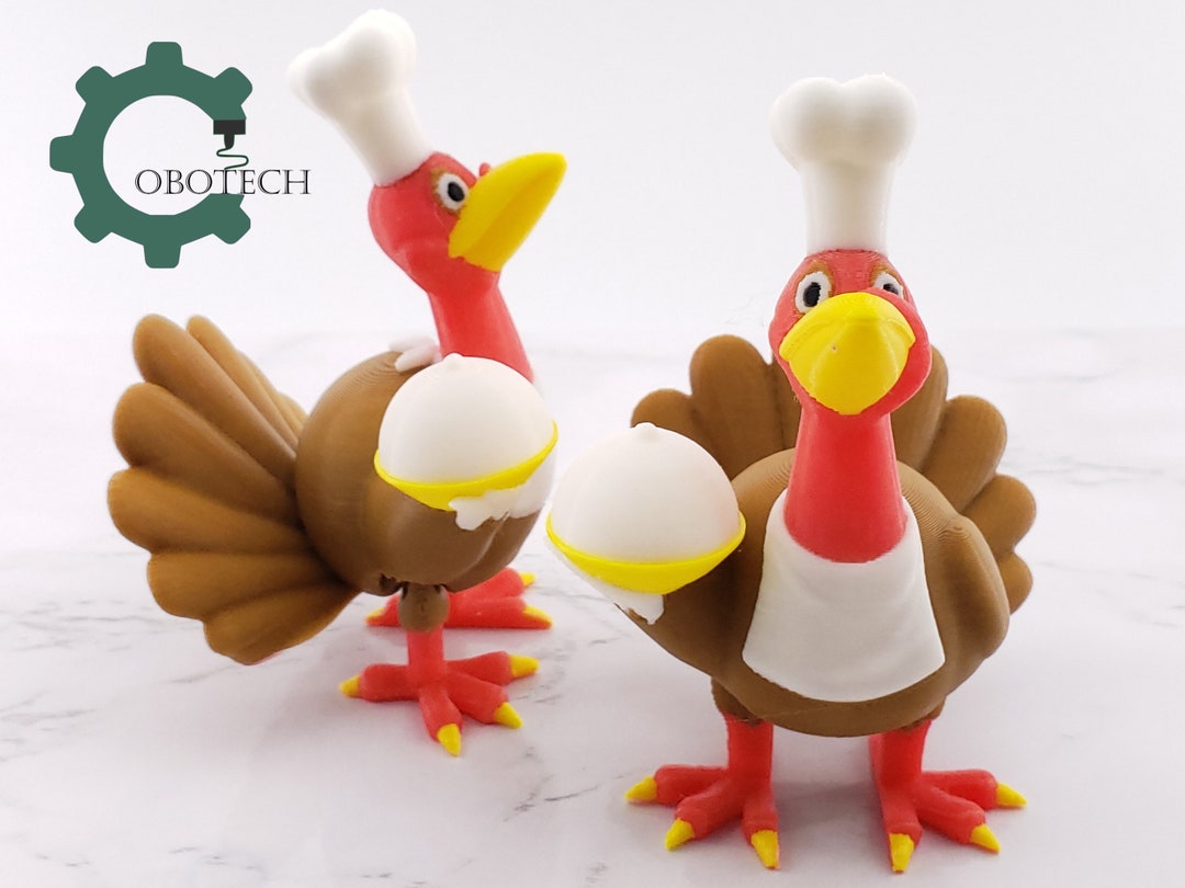 3D Printed Articulated Turkey Chef, Articulated Turkey, Articulated Toy ...