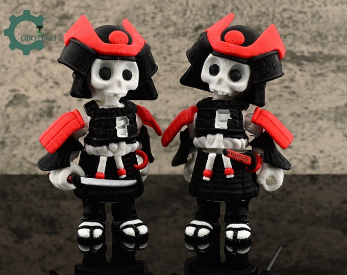 3D Print Articulated Bone Samurai by Cobotech, Skelly Samurai, Skeleton ...