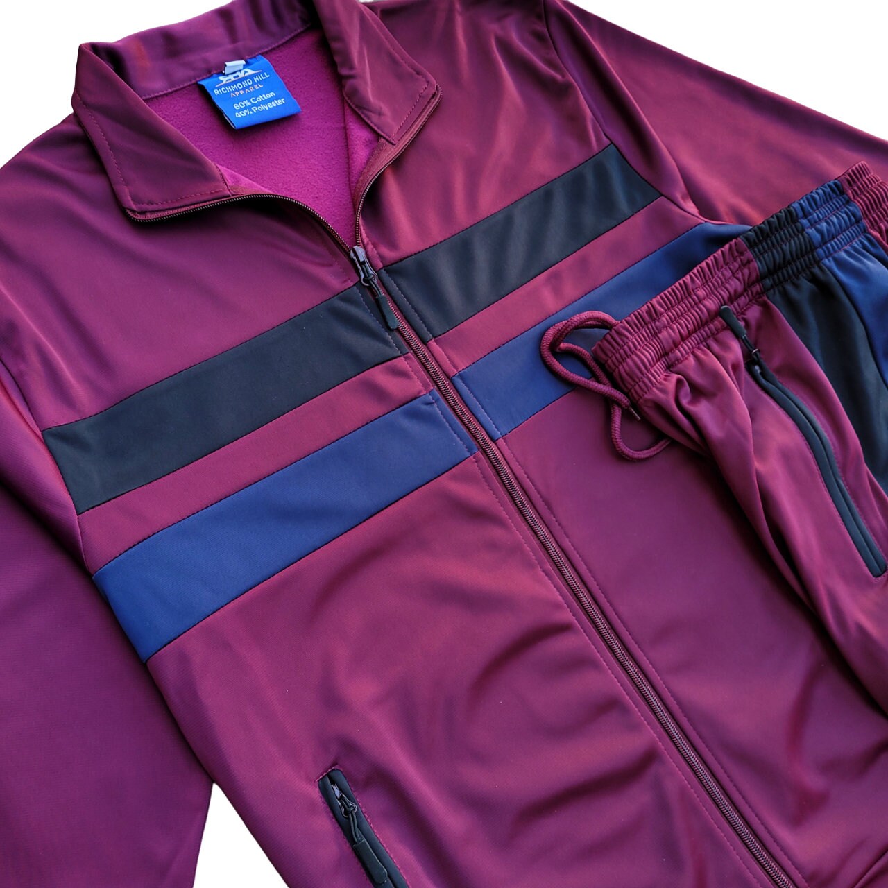 Men's Tracksuits Full Zip Sports Wear 2 Tone Track Jacket & Track Pants ...