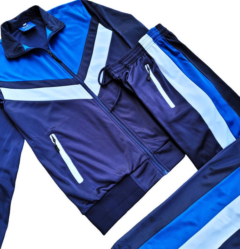 Men's Tracksuits Warm Full Zip Sports Wear 2 Tone Track Jacket & Track ...