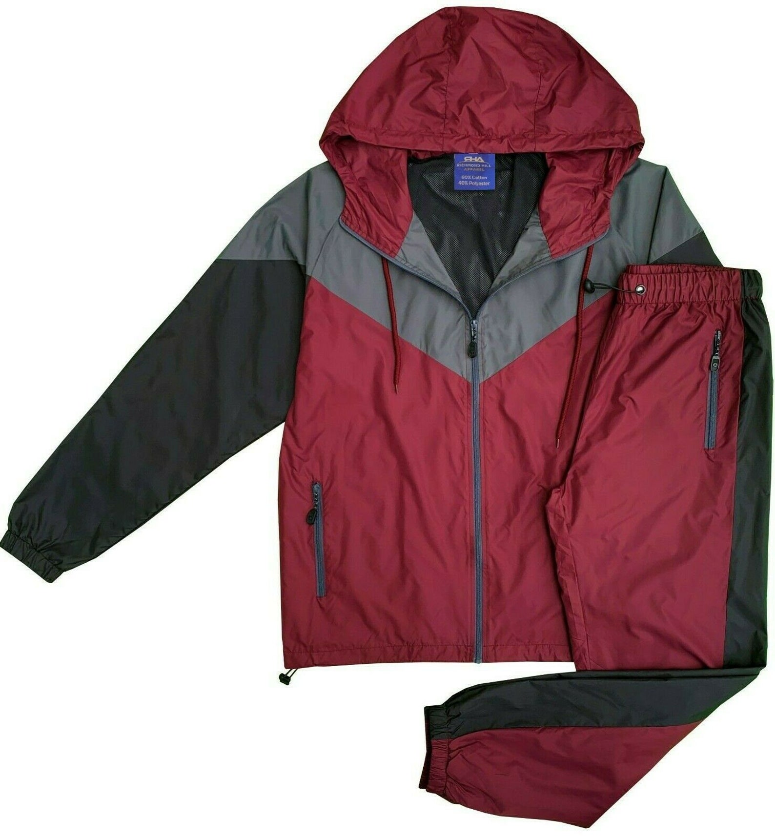 Men’s Lightweight Windbreaker Full Jogging Sweat Suit Casual Active ...