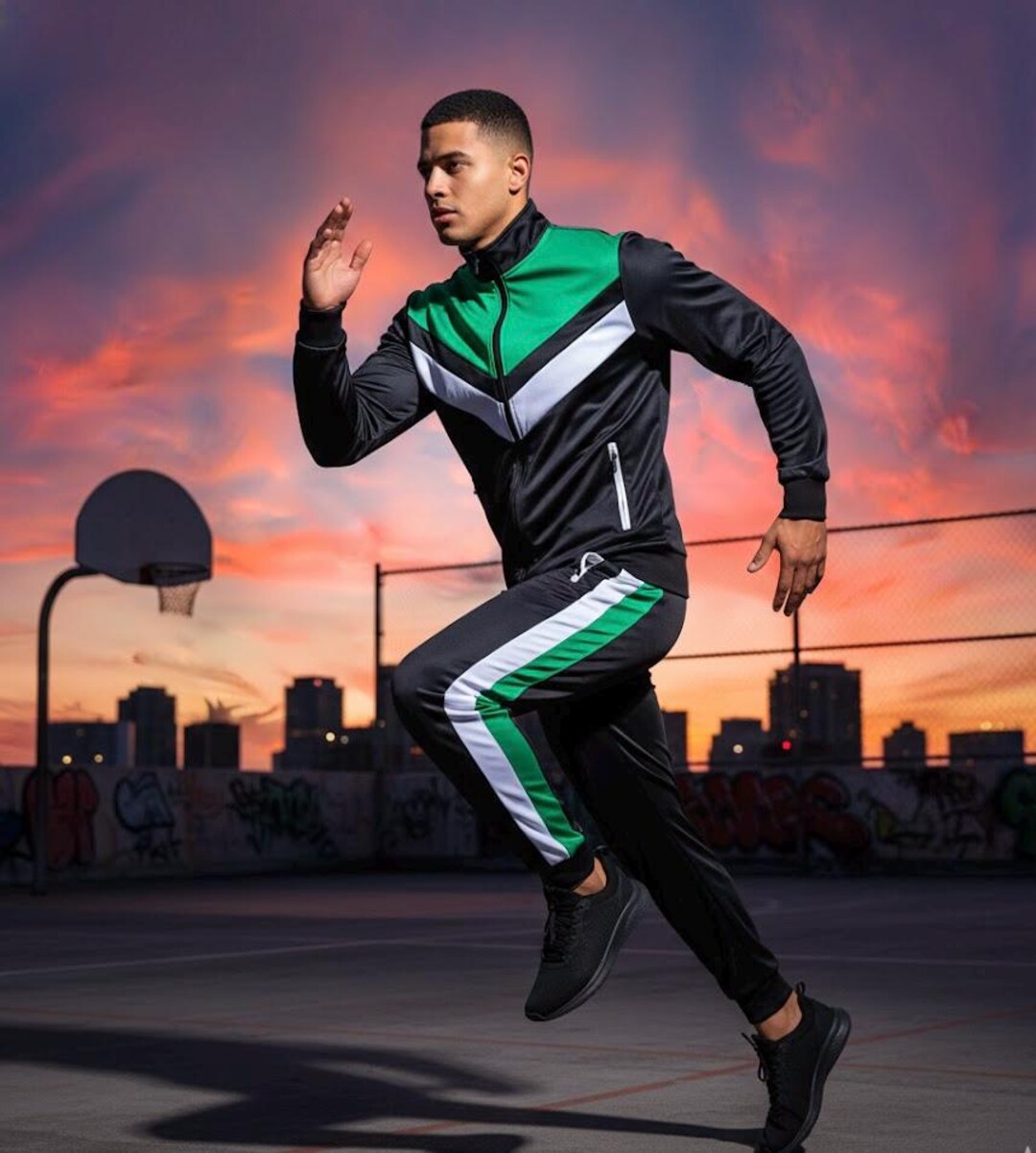 Men's Two-tone Tracksuit: Full Zip Jacket & Jogger Set - Etsy