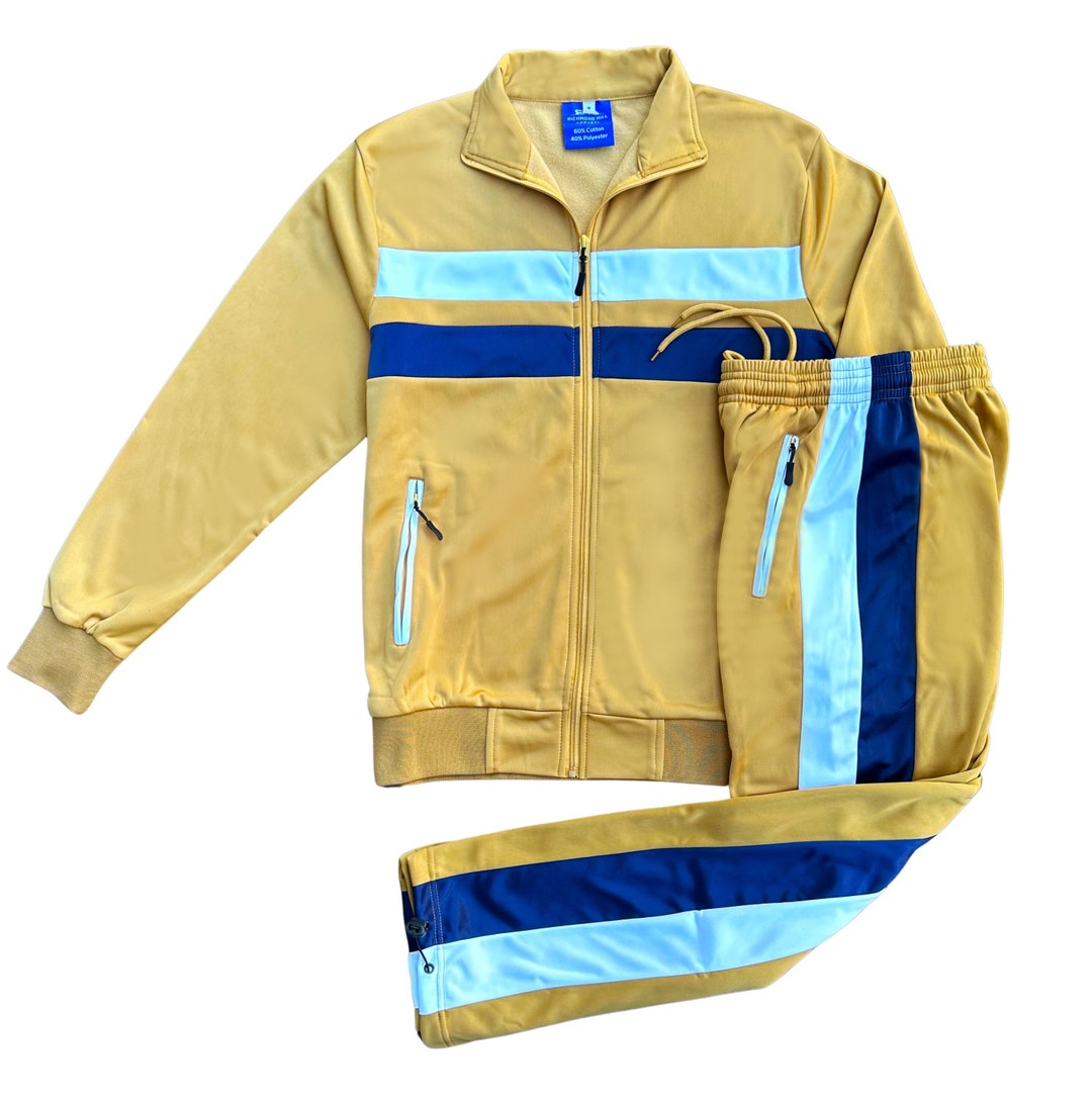 Men's Tracksuits Full Zip Sports Wear 2 Tone Track Jacket & Track Pants ...