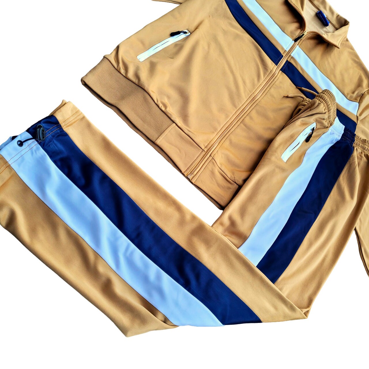 Men's Tracksuits Full Zip Sports Wear 2 Tone Track Jacket & Track Pants ...
