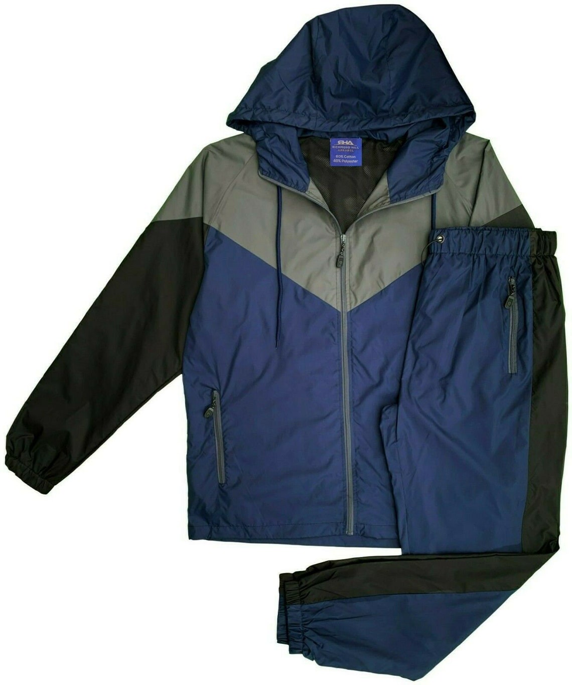 Mens Lightweight Windbreaker Full Jogging Sweat Suit Casual Active ...