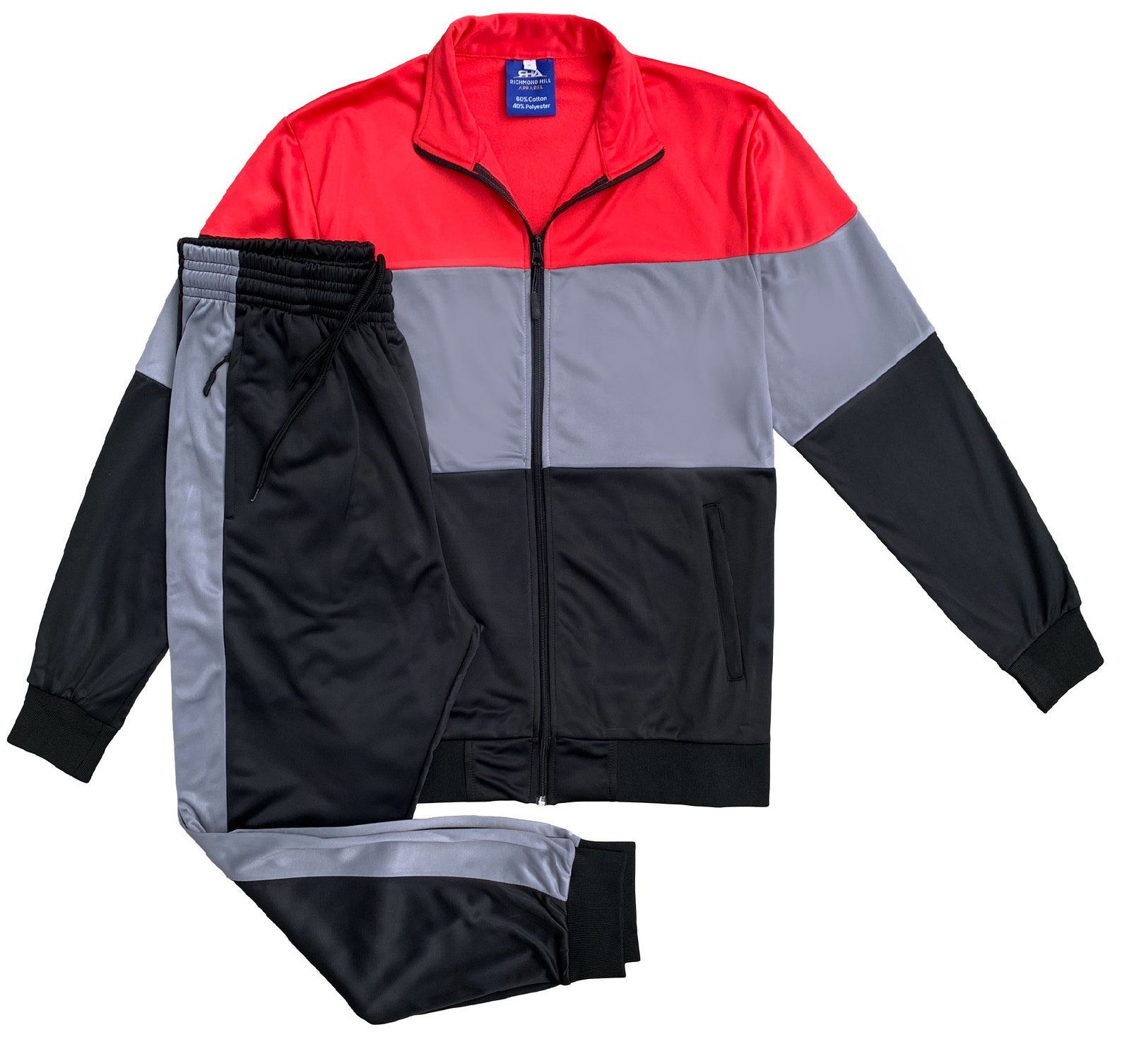 Men's Tracksuit Jogger Activewear Full Zip Warm Sports Set Casual Wear ...