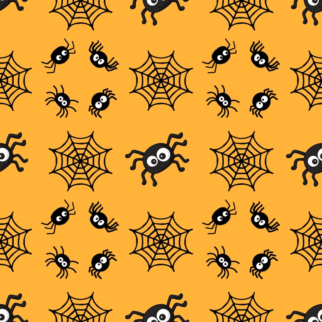 Halloween Spiders Webs Scary Haunted House October Seamless Pattern ...
