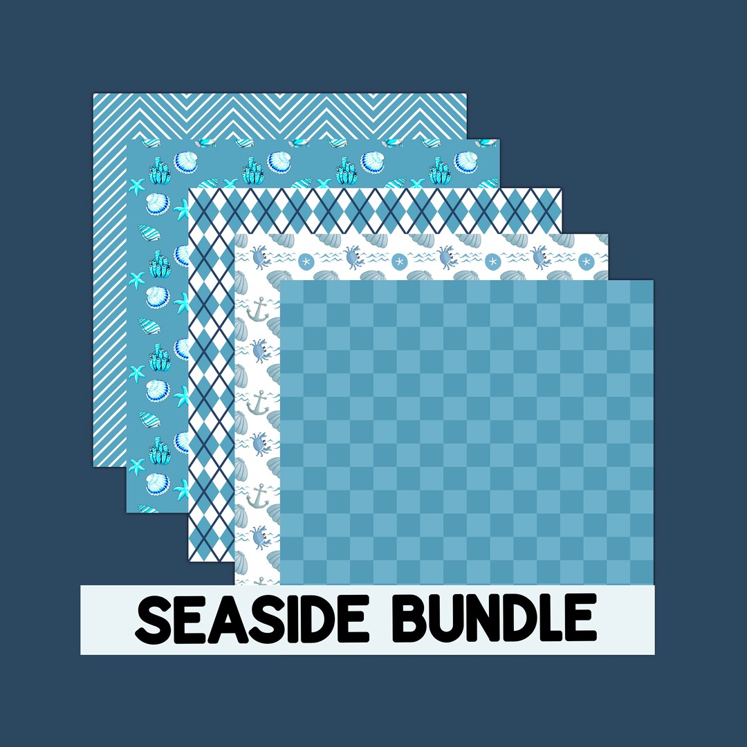Seaside Ocean Bundle Seashell Beach Scrapbook Seamless Pattern Design ...