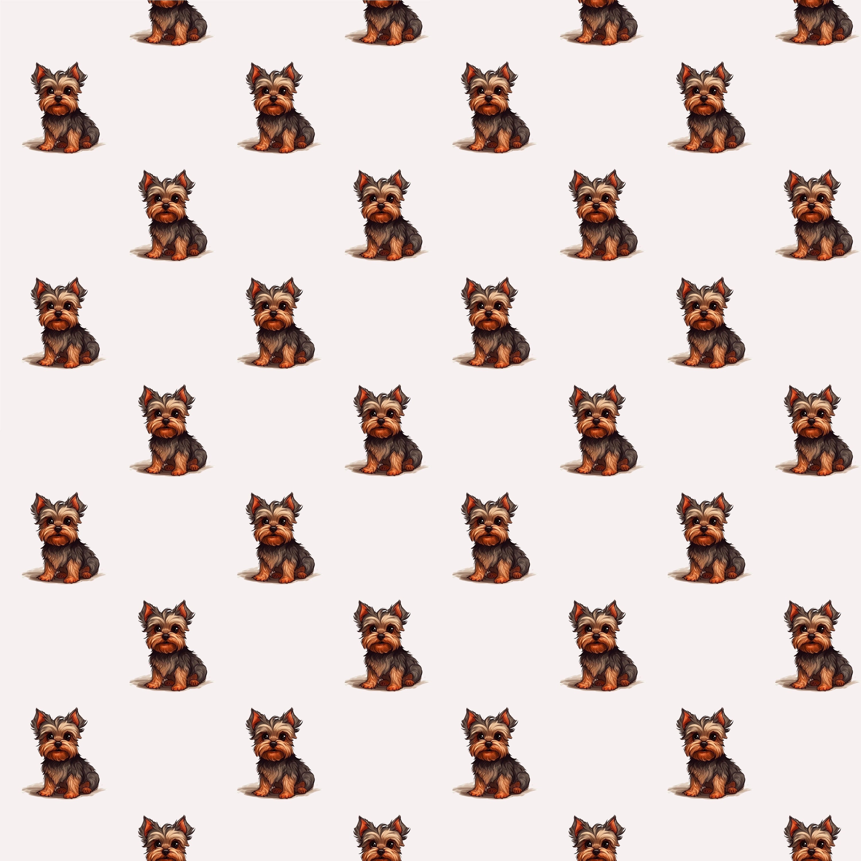 Yorkshire Terrier Dog Dogs Puppy Breed Animal Seamless Pattern Design ...