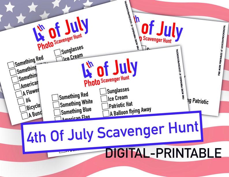 July 4th Independence Day Scavenger Hunt Photo Parade Fireworks ...