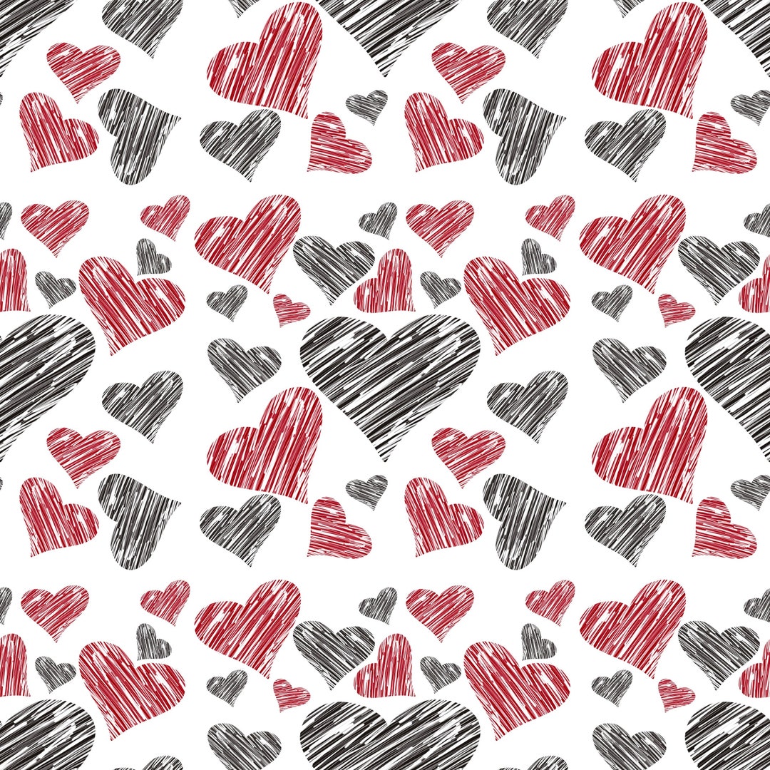 Heart Scribbles Love Valentines Day Romance Wedding Anniversary Pattern Design Digital ...