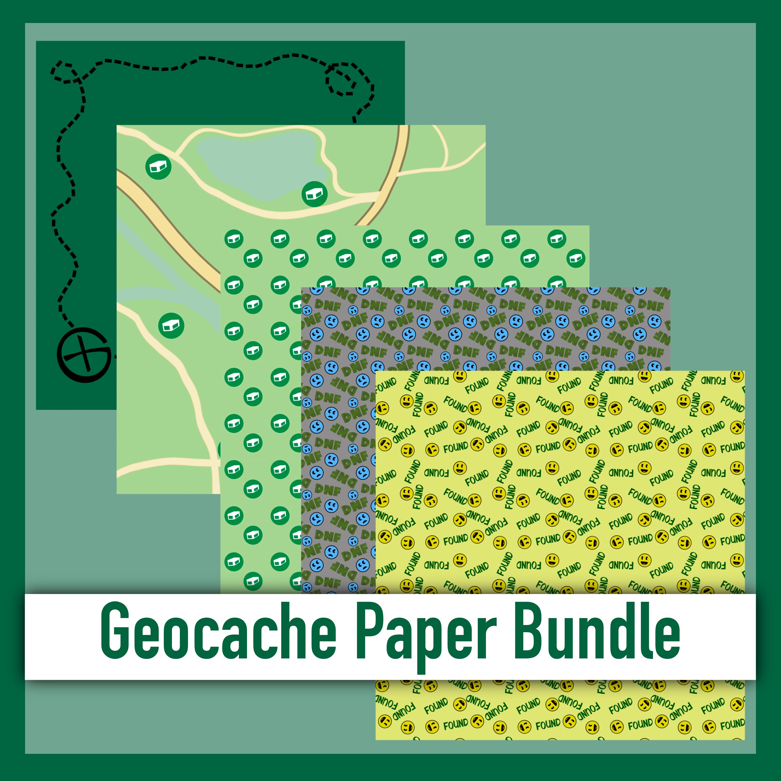 Geocache Bundle Treasure Hunt Cache Map Scrapbook Seamless Pattern ...
