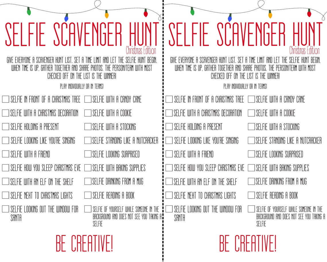 Christmas Selfie Scavenger Hunt Games Printable Digital Family - Etsy