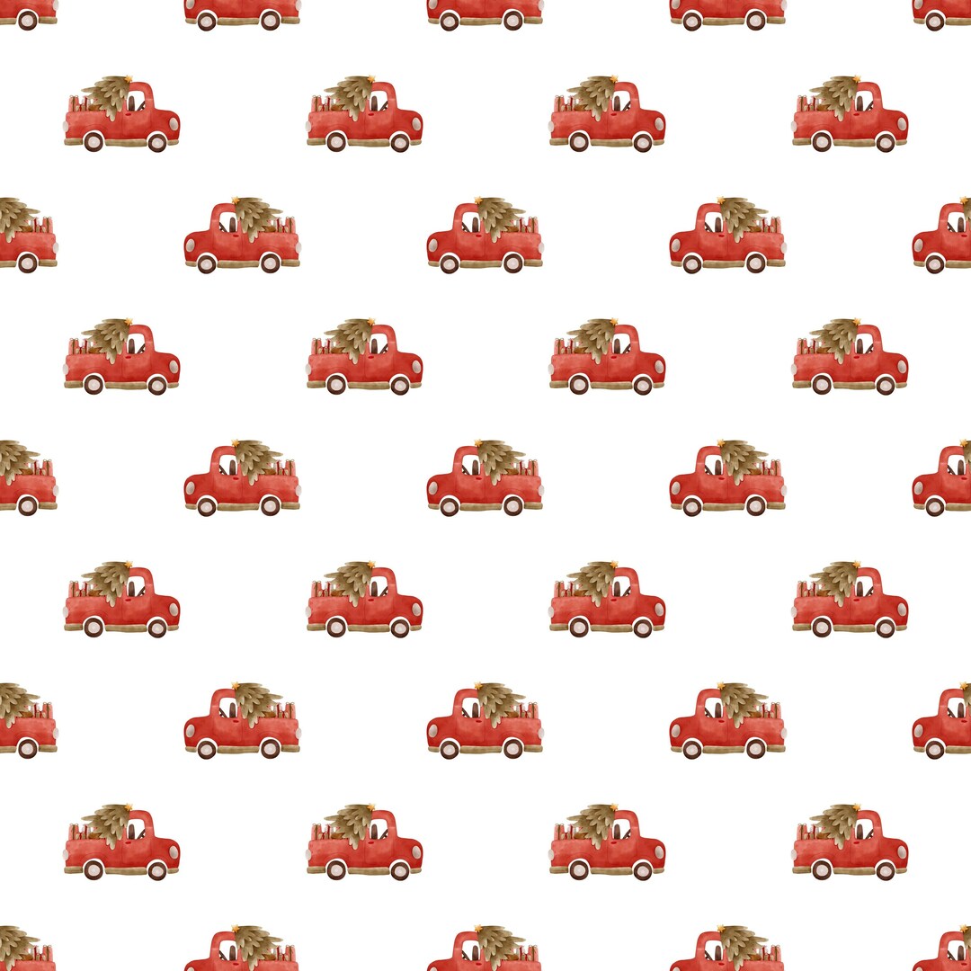 Red Truck Christmas Seamless Pattern Design Sublimation Digital ...