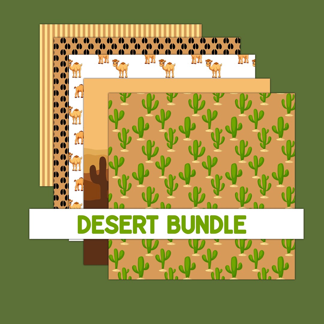 Desert Cactus Camel Dry Land Bundle Balloon Scrapbook Seamless Pattern ...