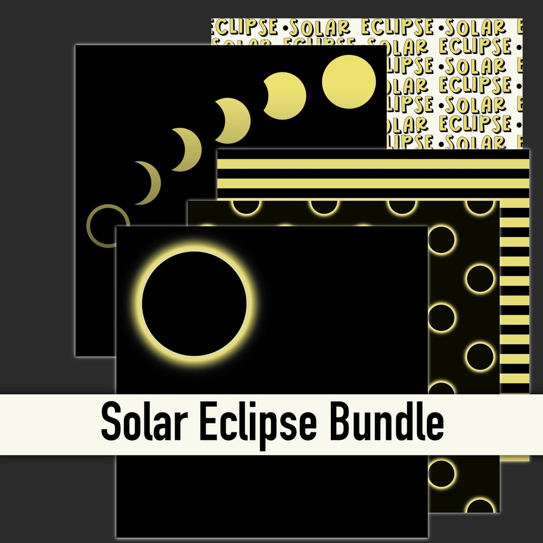 Solar Eclipse Bundle Earth Moon Scrapbook Seamless Pattern Design ...