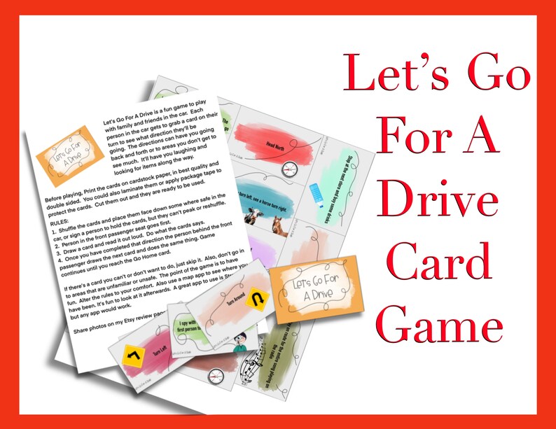 Let’s Go for A Drive Digital Download Car Card Fun Game Group Family ...