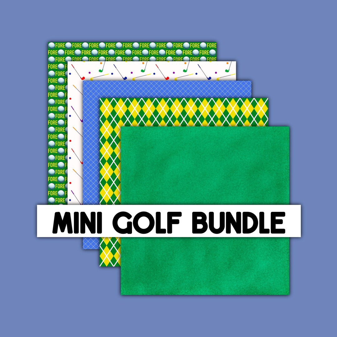 Mini Golf Fore Tournament Bundle Golfer Ball Club Scrapbook Seamless ...