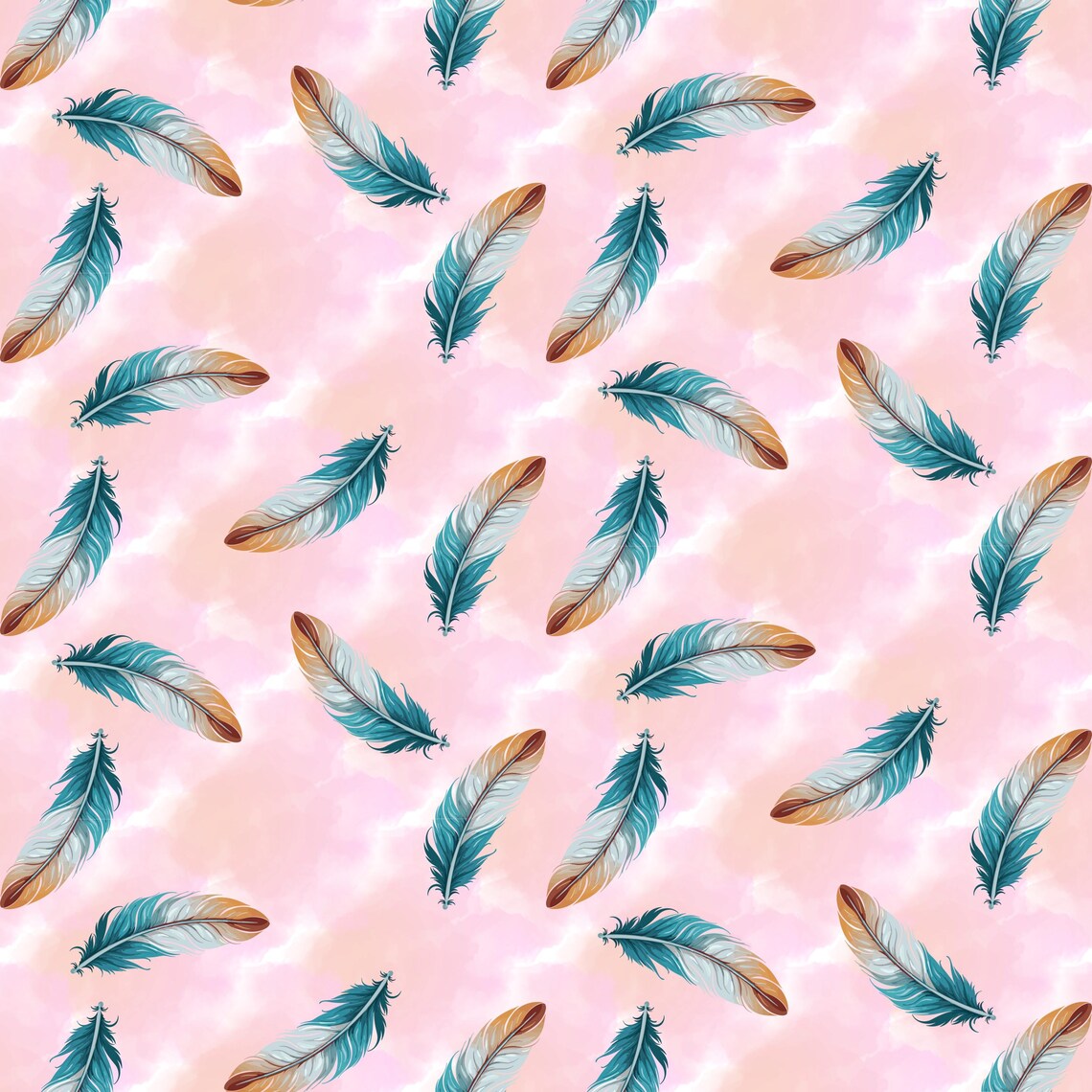 Rainbow Bird Feather Dream Catcher Seamless Pattern Design Sublimation ...