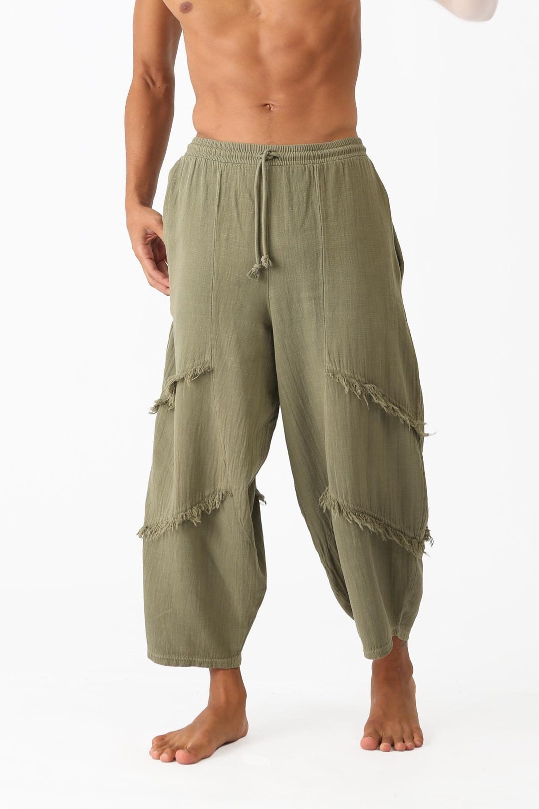 Unisex Snug Green Pants / Linen Wide Men and Woman Pants / Wide Linen ...