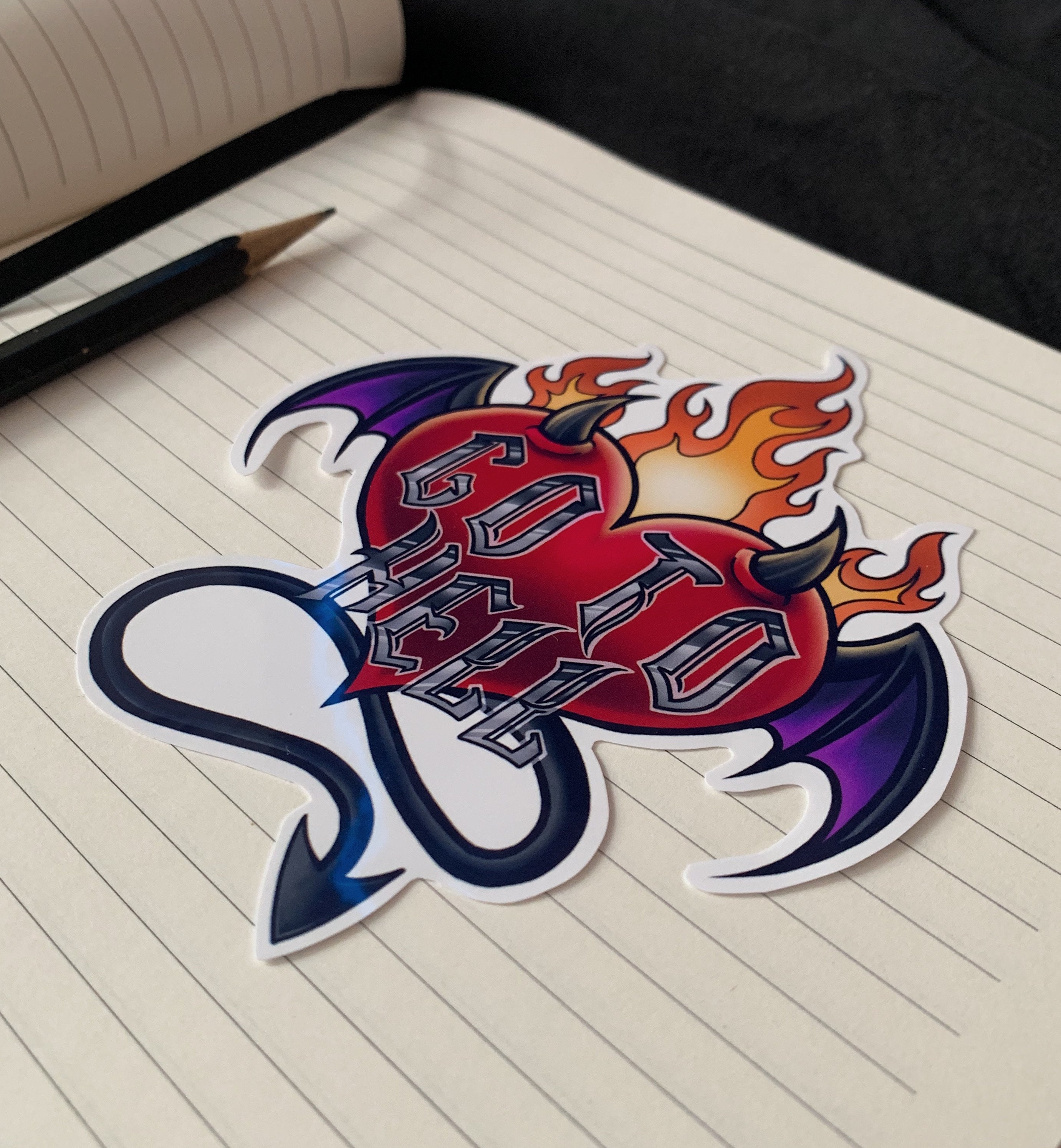 Go to Hell Sticker Vinyl Sticker Devil Heart Sticker Sticker for Laptop ...