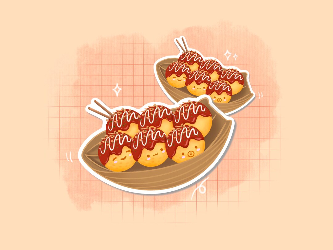 Takoyaki Octopus Sticker | Cute Street Food - Asian Food - Regular ...