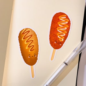 Korean Corn Dog Stickers set of 2 Cute Asian Street Food Regular Glossy ...