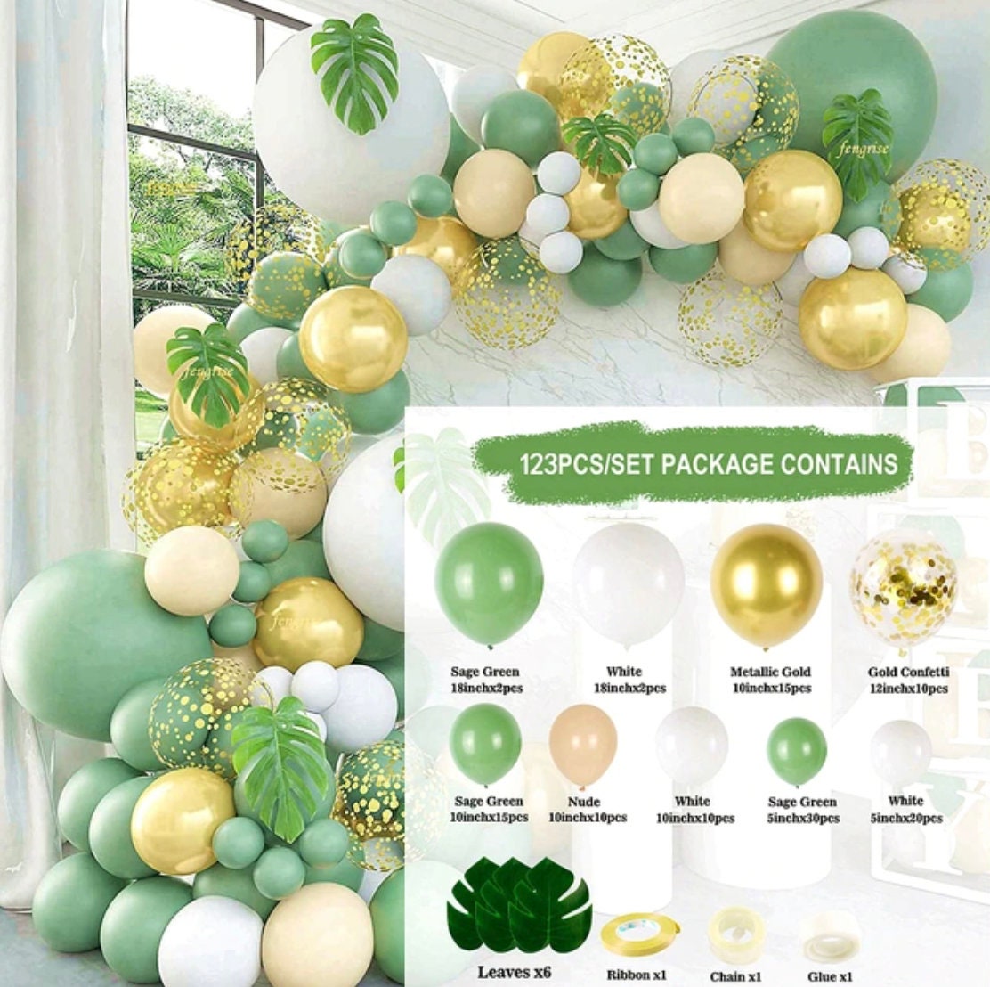 Blue Metallic Balloons Garland Kit Gold Confetti Balloon Arch - Etsy