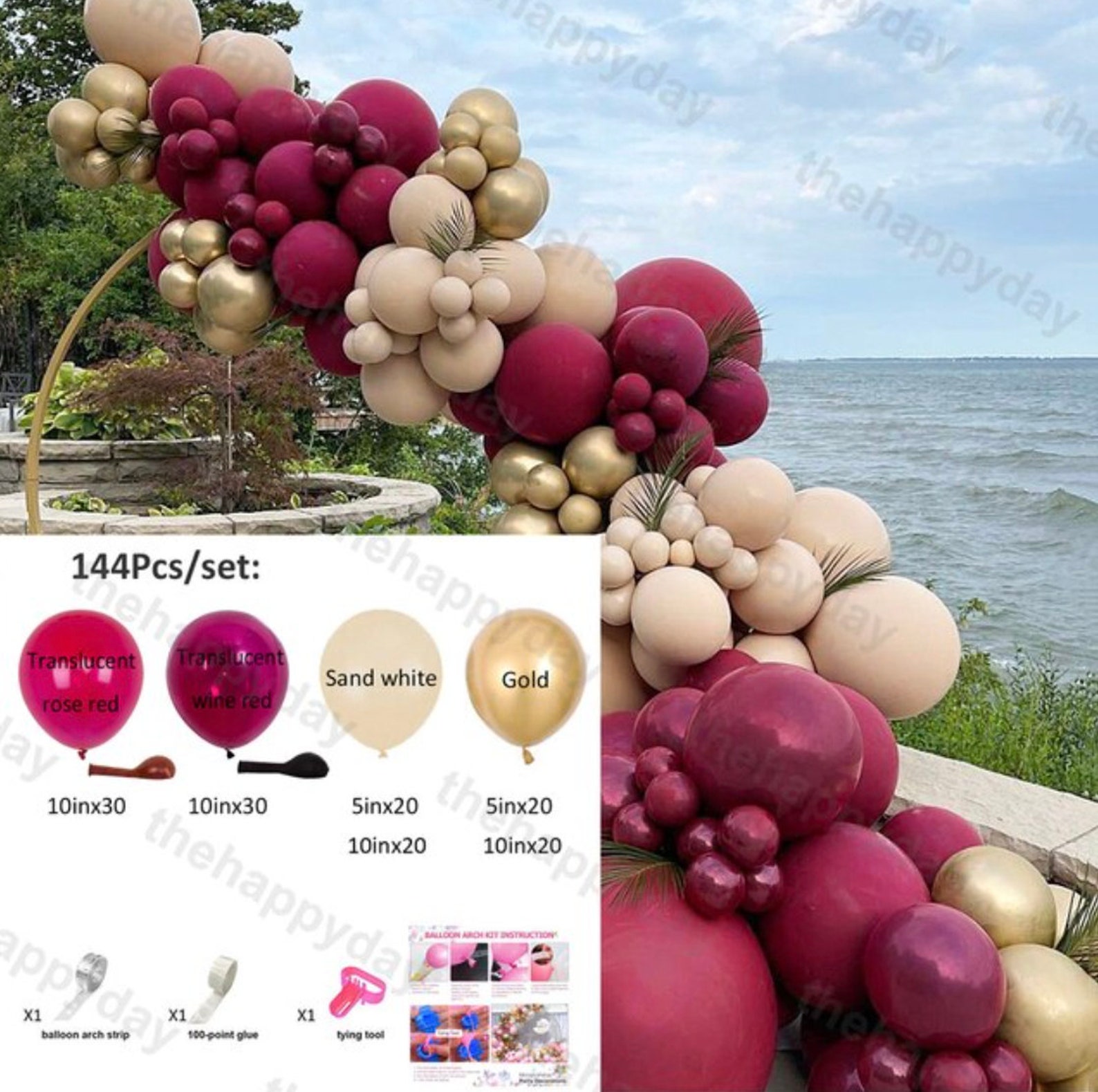 144pcs Burgundy Wine Red Balloons Garland Kit Translucent Rose - Etsy