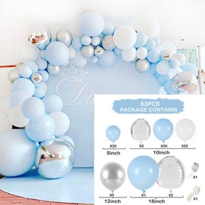 Blue Silver Balloon Garland Arch Kit Latex Birthday Balloon - Etsy