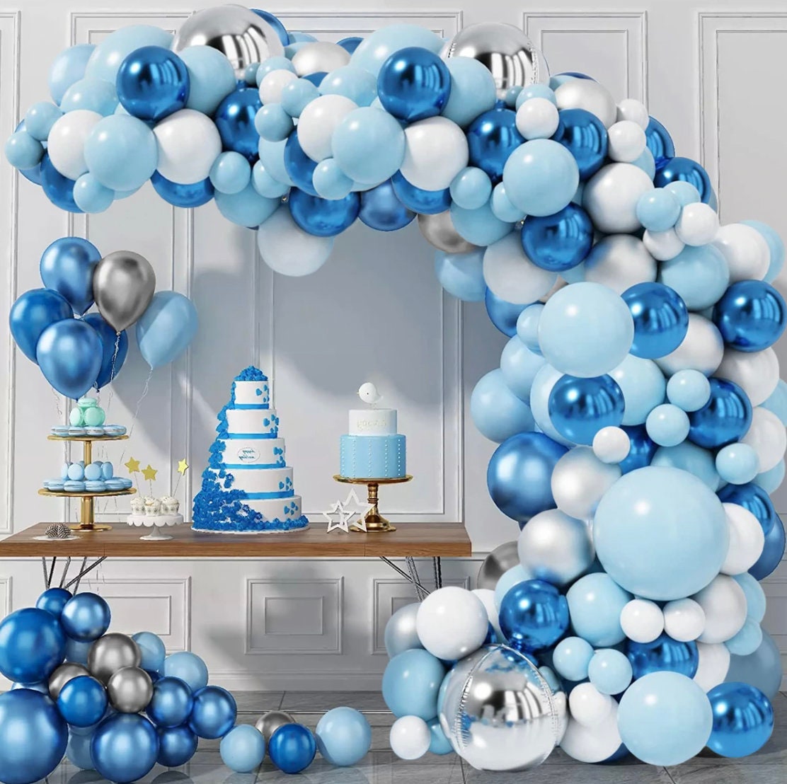 Blue Metallic Balloons Garland Kit Gold Confetti Balloon Arch - Etsy