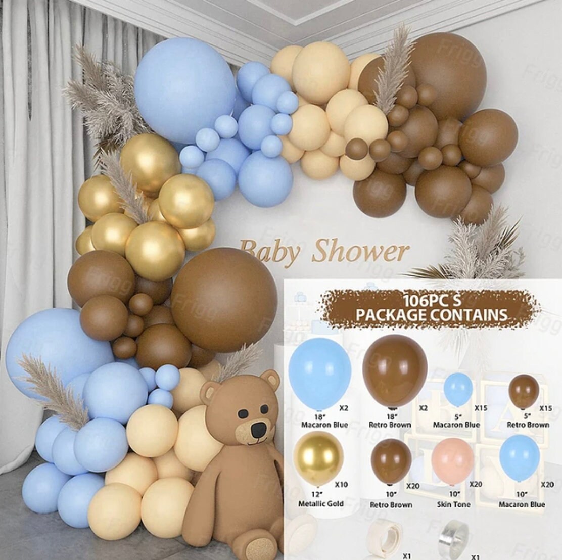 Blue Metallic Balloons Garland Kit Gold Confetti Balloon Arch - Etsy