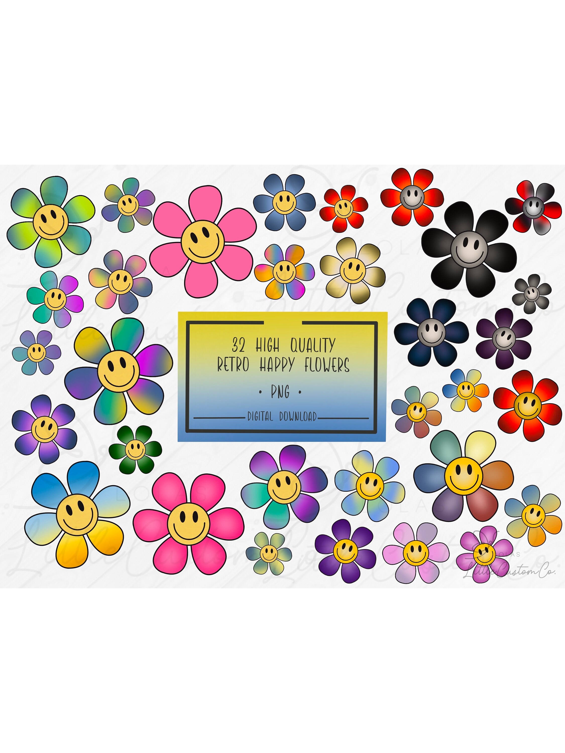 Retro Flower Png | Retro Happy Face Png | Happy Face Png | Retro ...
