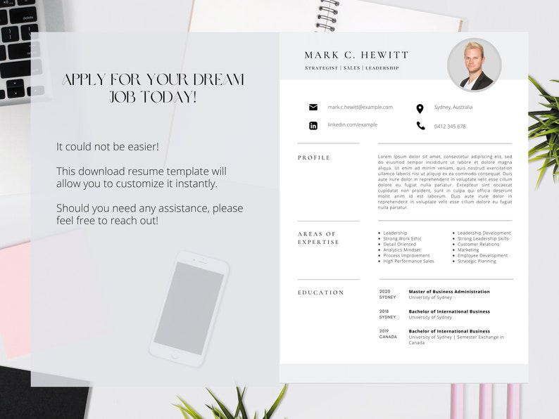 Modern Cv/resume Template Canva Template 2 Pages Add | Etsy