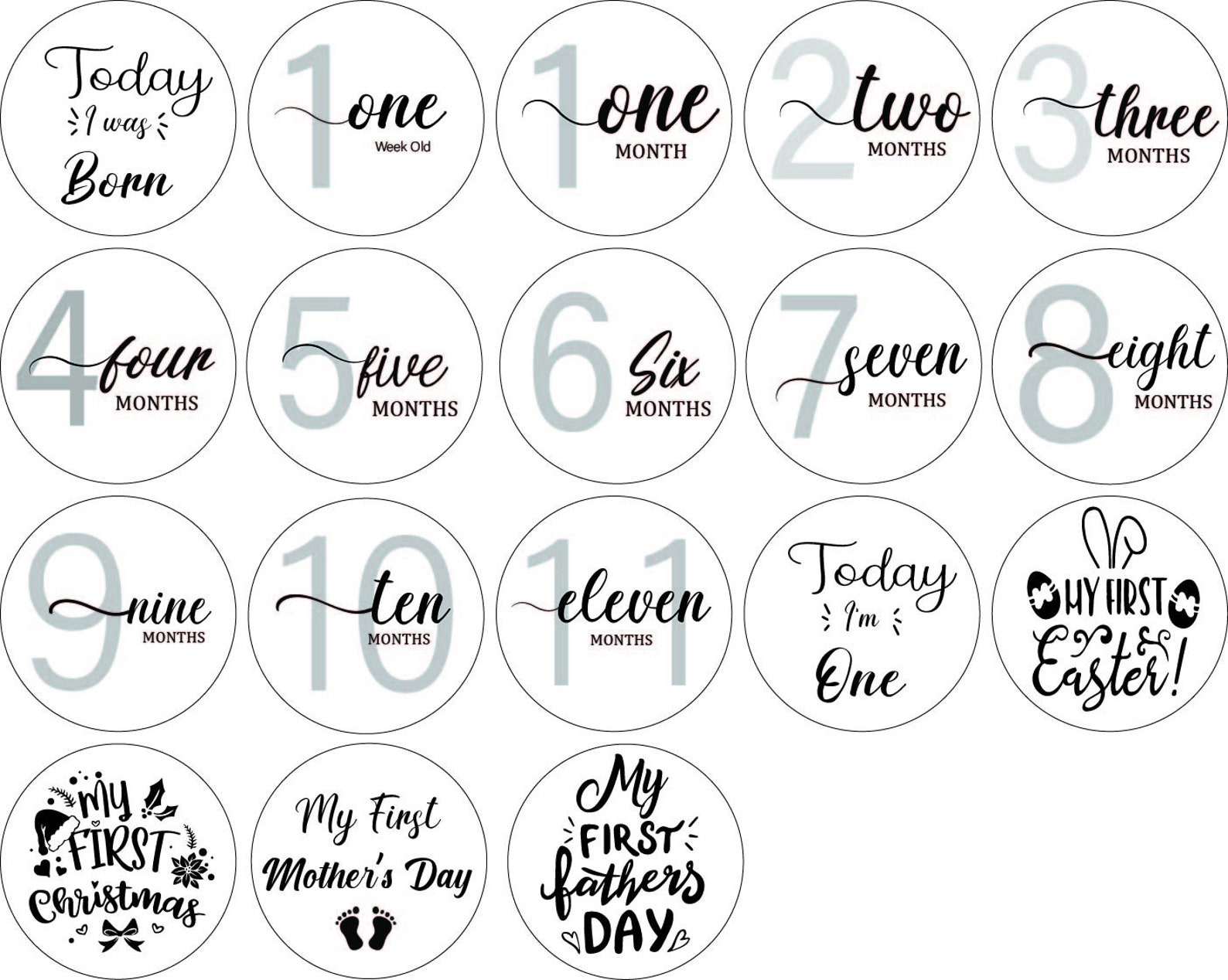 Baby Milestones SVG, Monthly Milestones SVG, Laser Cut File for Months ...