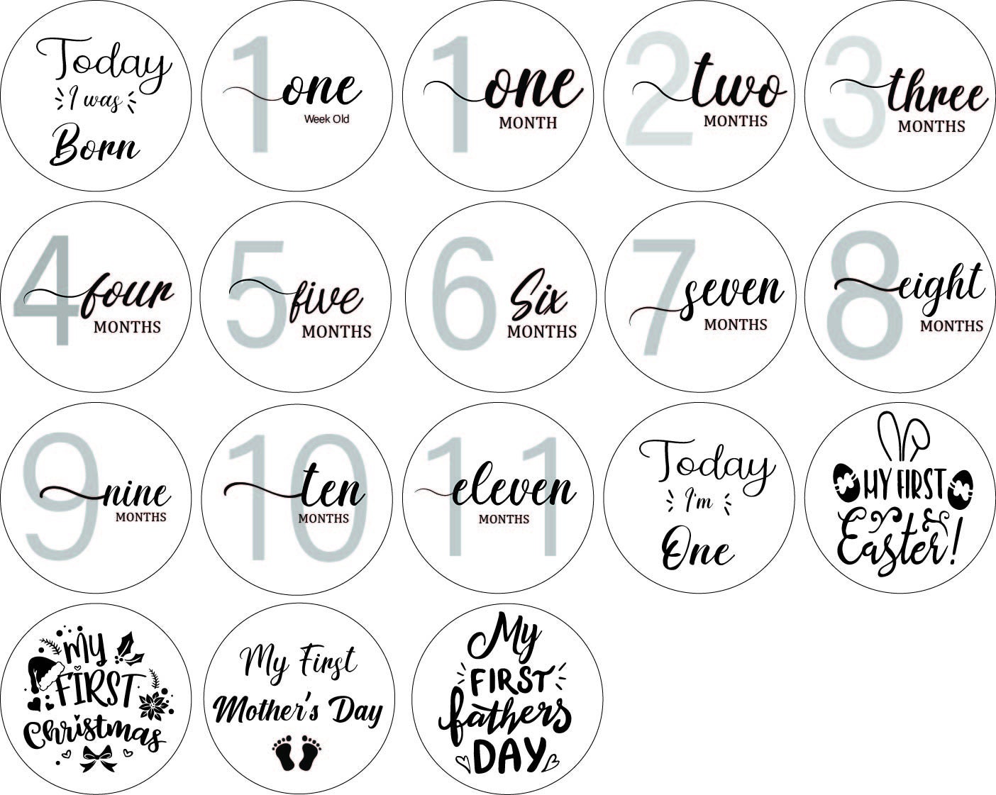 Baby Milestones SVG, Monthly Milestones SVG, Laser Cut File for Months ...