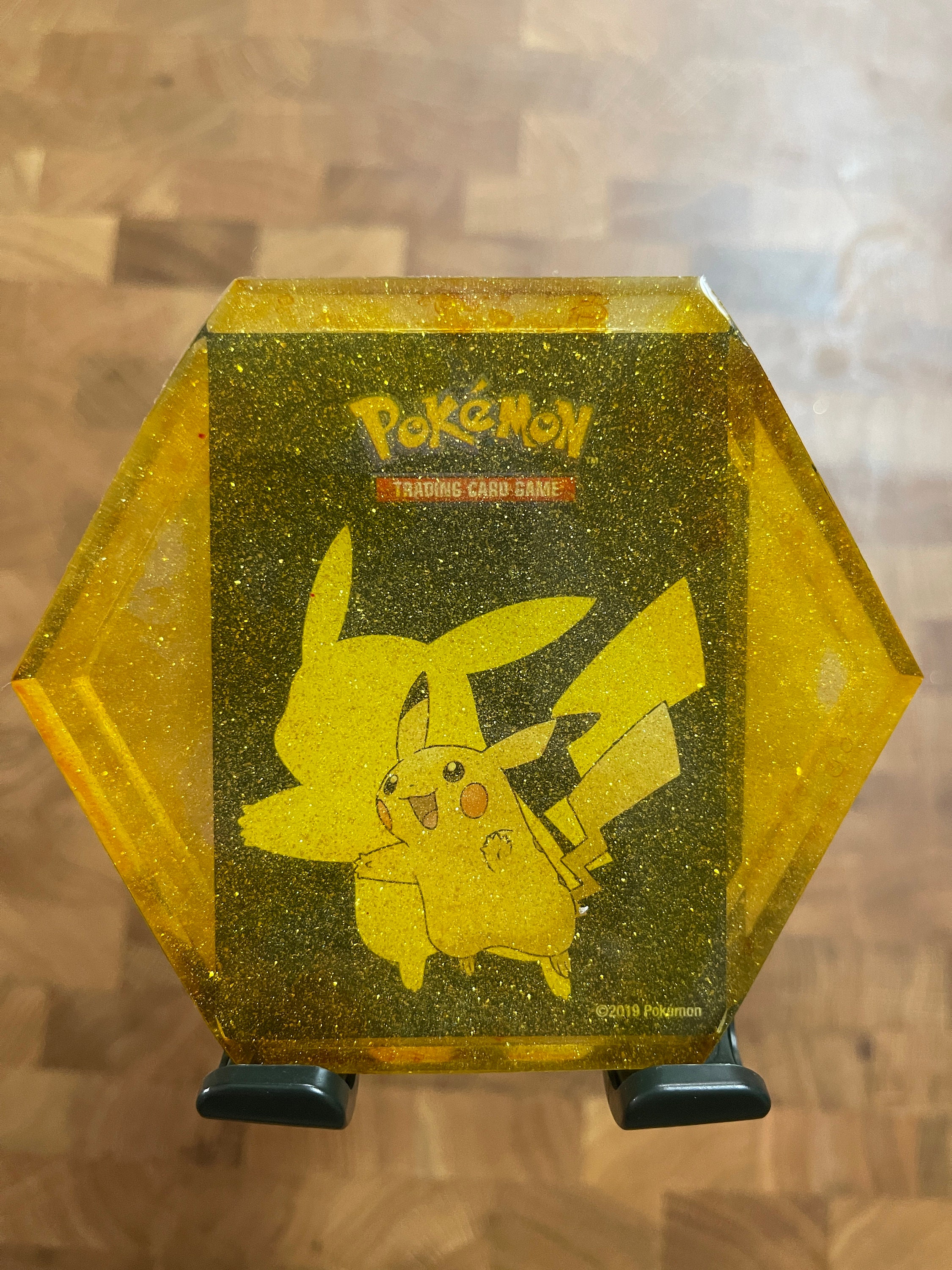 Pikachu Card Resin Glitter Coaster Chunkachu Lightning Glitter Cold ...