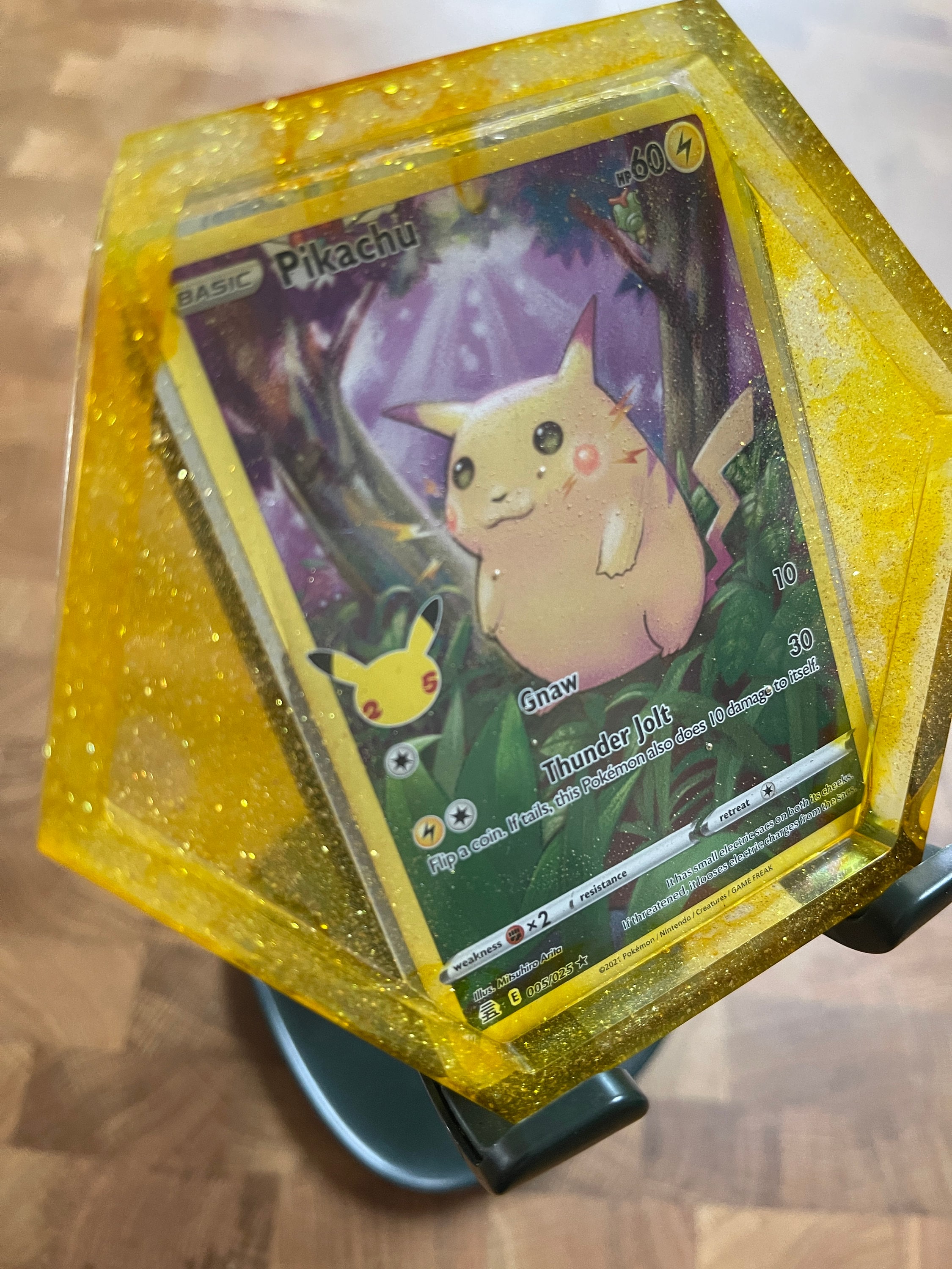 Pikachu Card Resin Glitter Coaster Chunkachu Lightning Glitter Cold ...