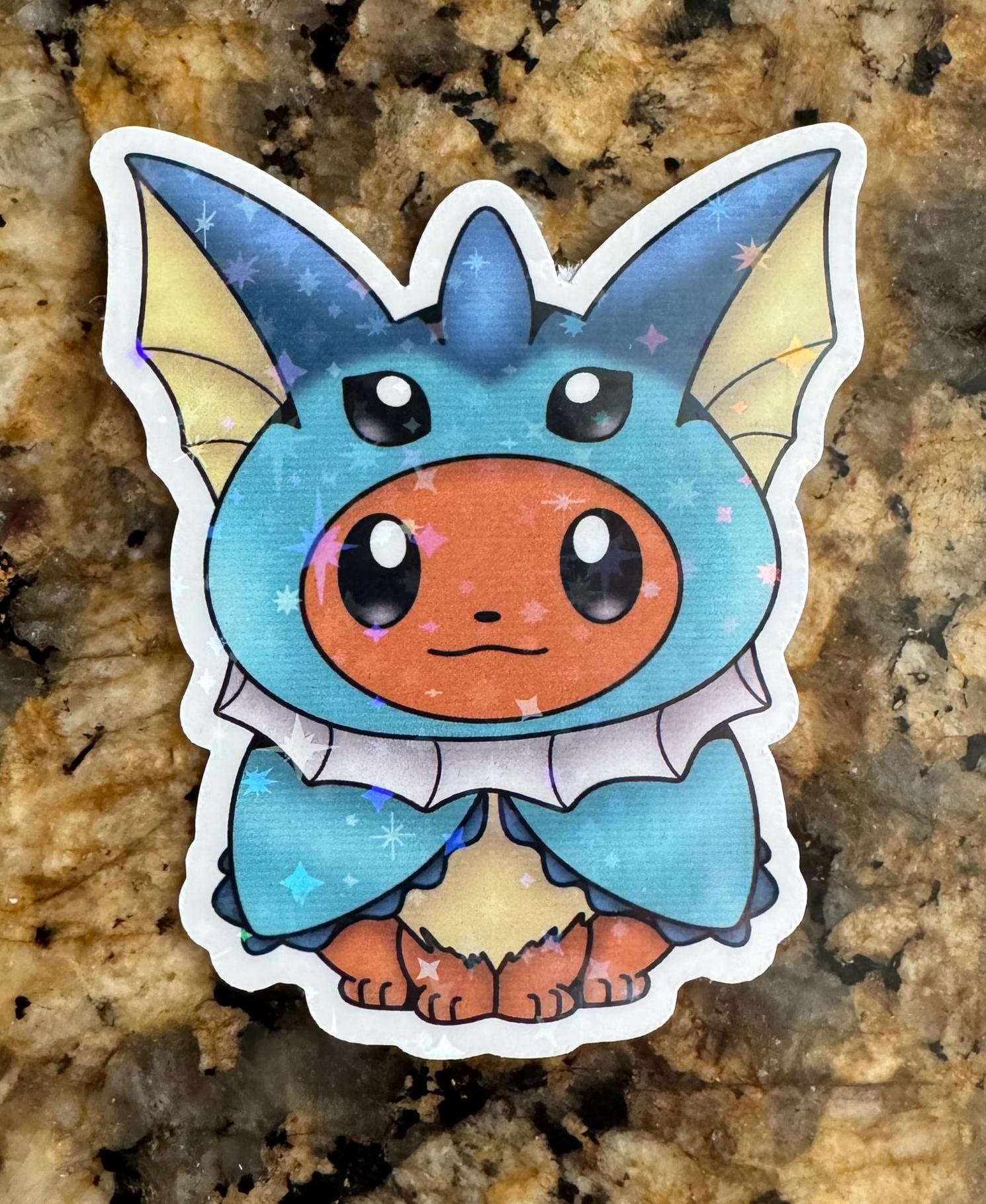 Poncho Eevee Holographic Small Die Cut Sticker - Etsy