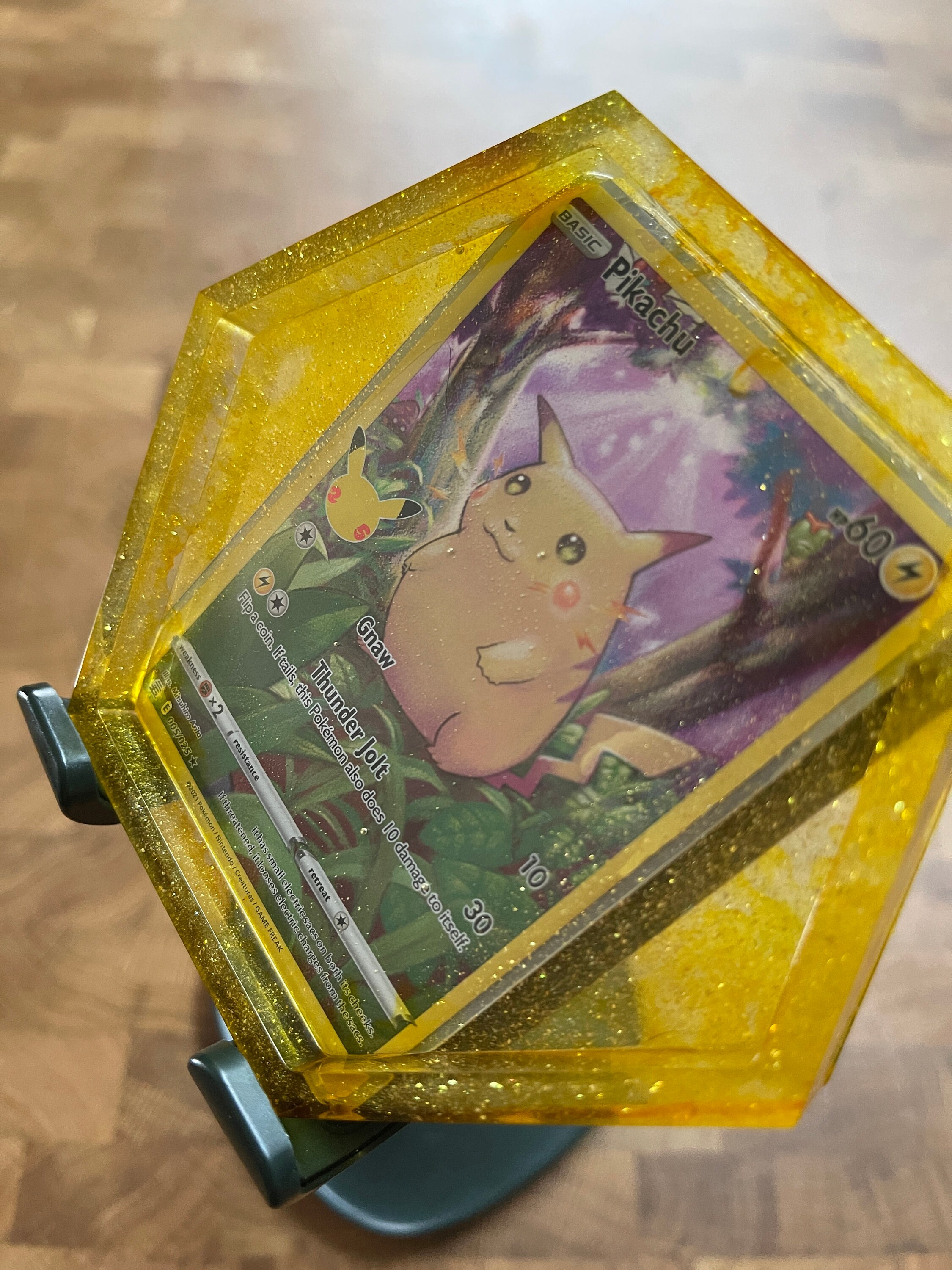 Pikachu Card Resin Glitter Coaster Chunkachu Lightning Glitter Cold ...