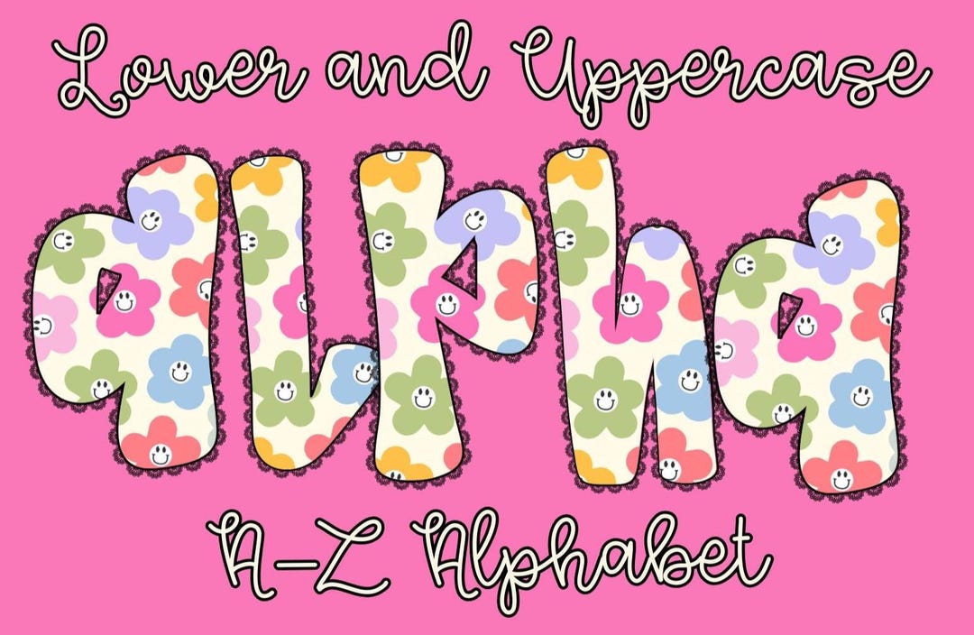 Smiley Face FLORAL ALPHABET PNG Bundle - Etsy