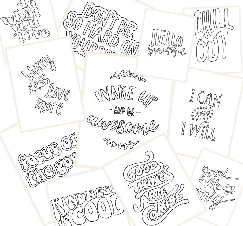 Positive Reminders Digital Coloring Pages /instant Download - Etsy