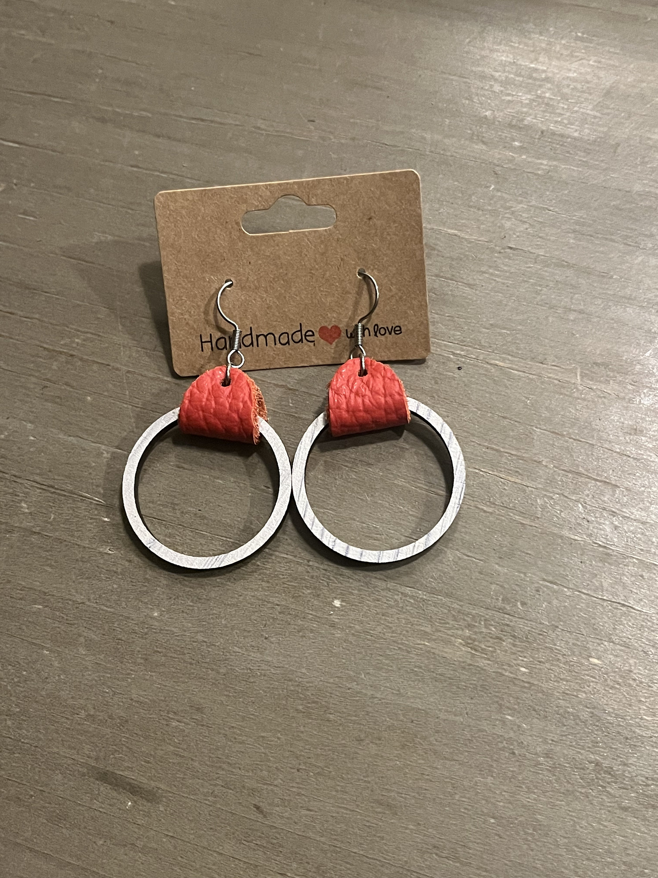 OSU Collection, Genuine Leather Football Earrings, Red and White ...