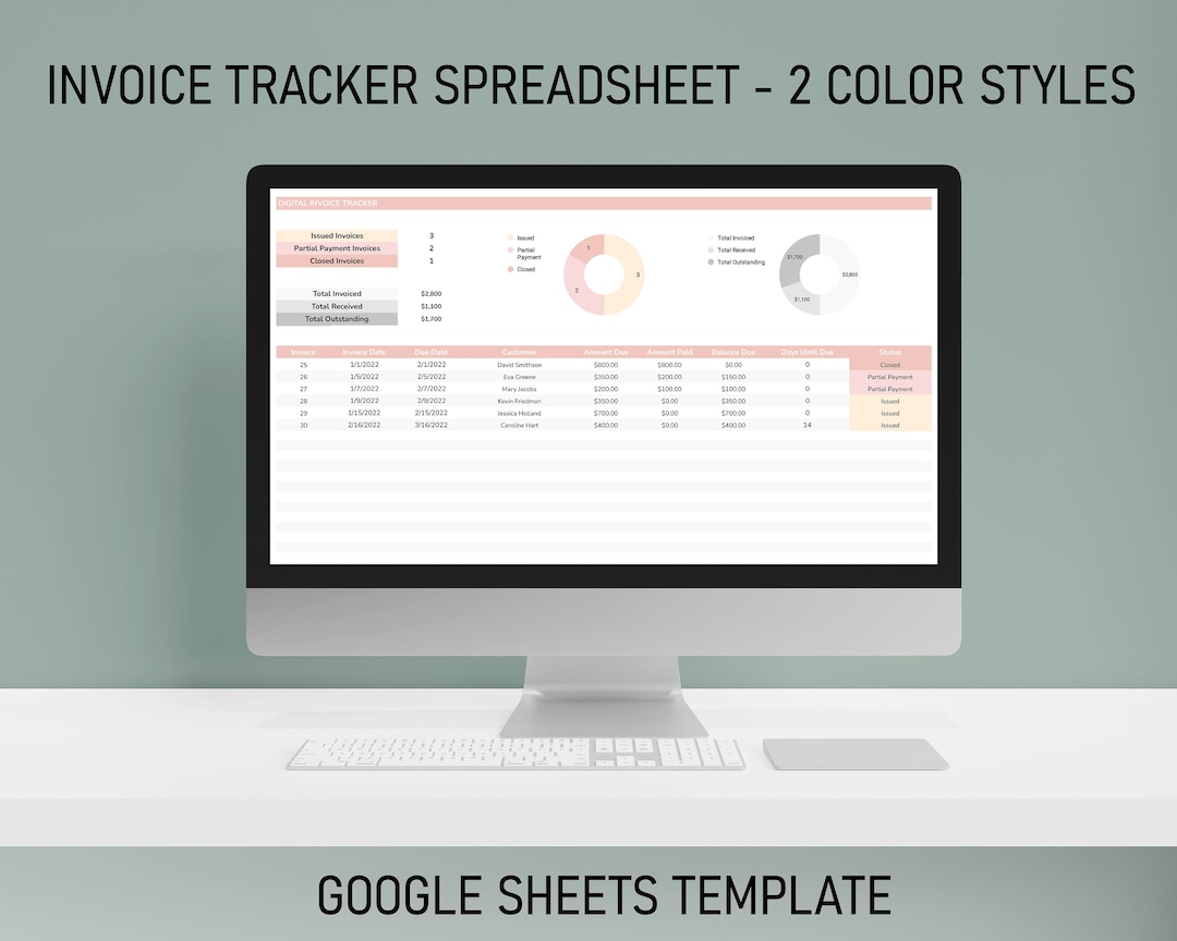 Invoice Tracker Spreadsheet - Digital Invoice List - Invoice Management ...