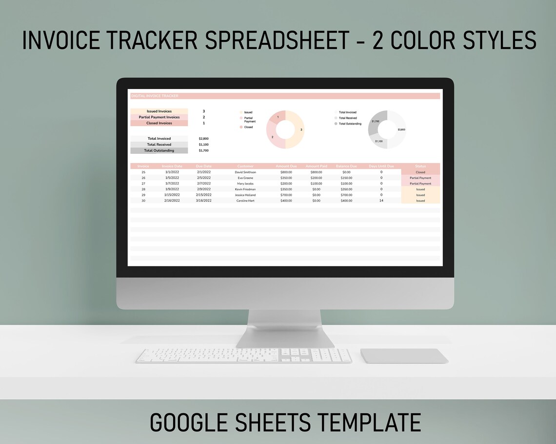 Invoice Tracker Spreadsheet Digital Invoice List Invoice - Etsy