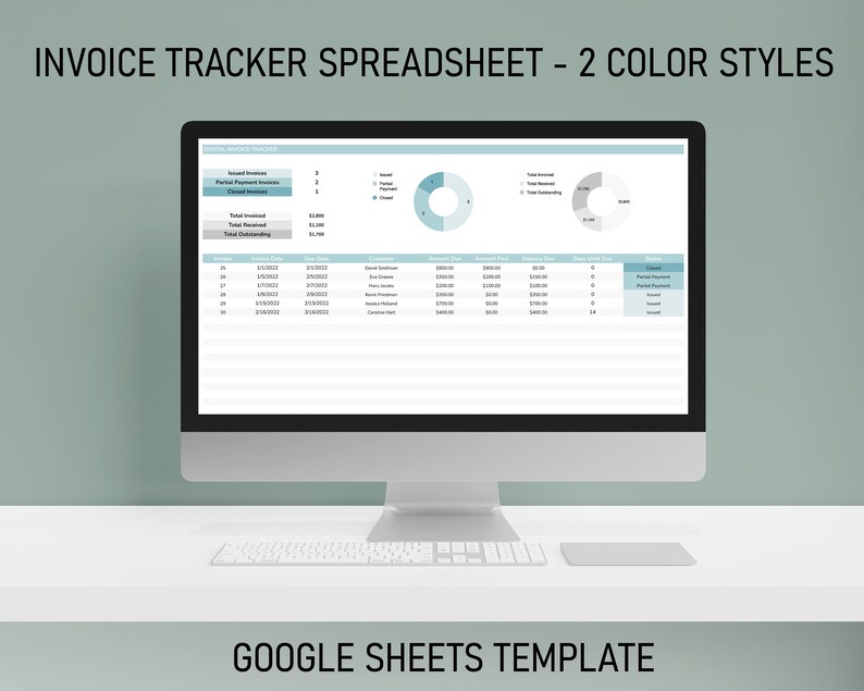 Invoice Tracker Spreadsheet - Digital Invoice List - Invoice Management ...