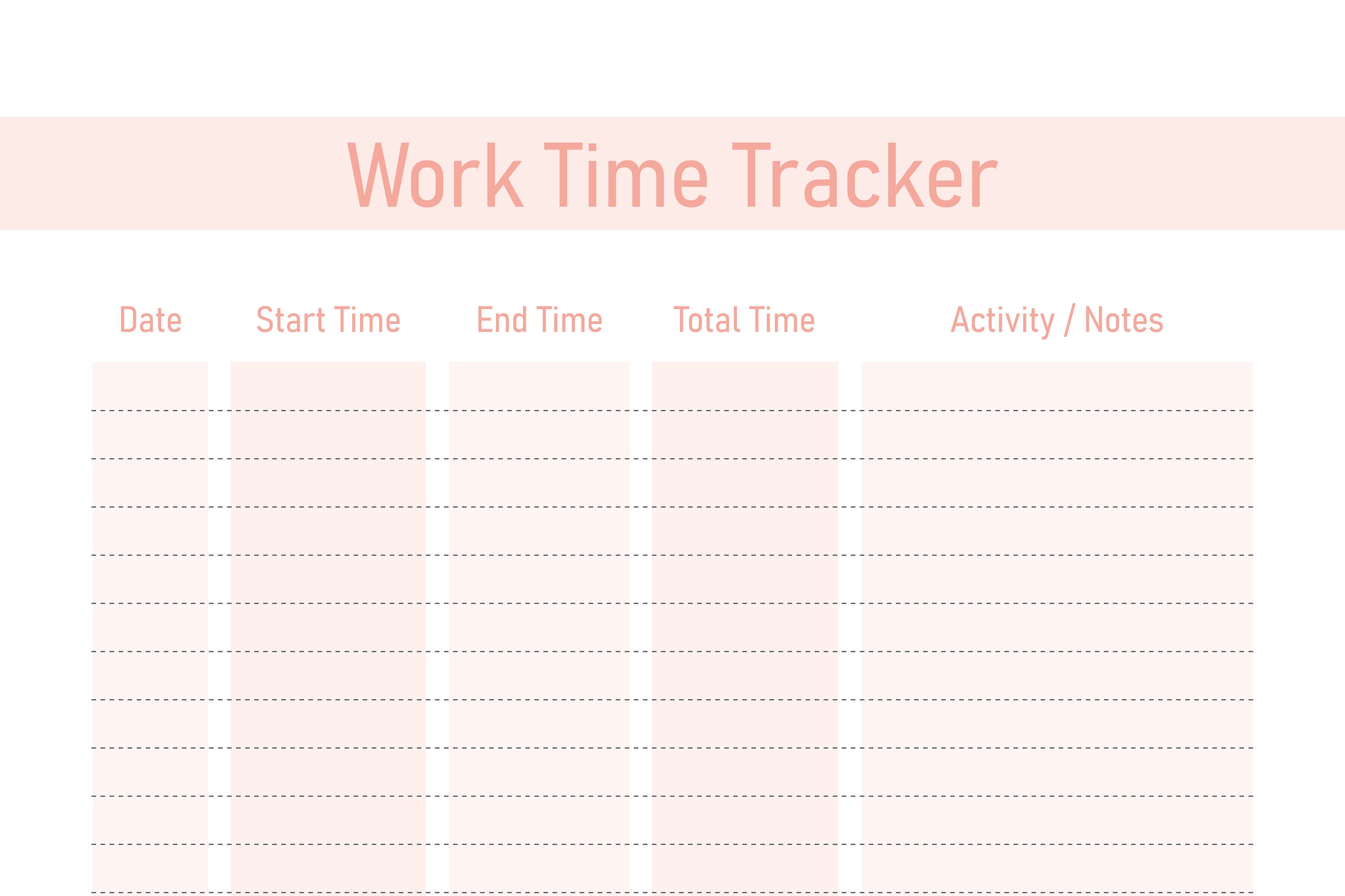 Work Time Log / Tracker Printable PDF 6 Colors A4 / - Etsy
