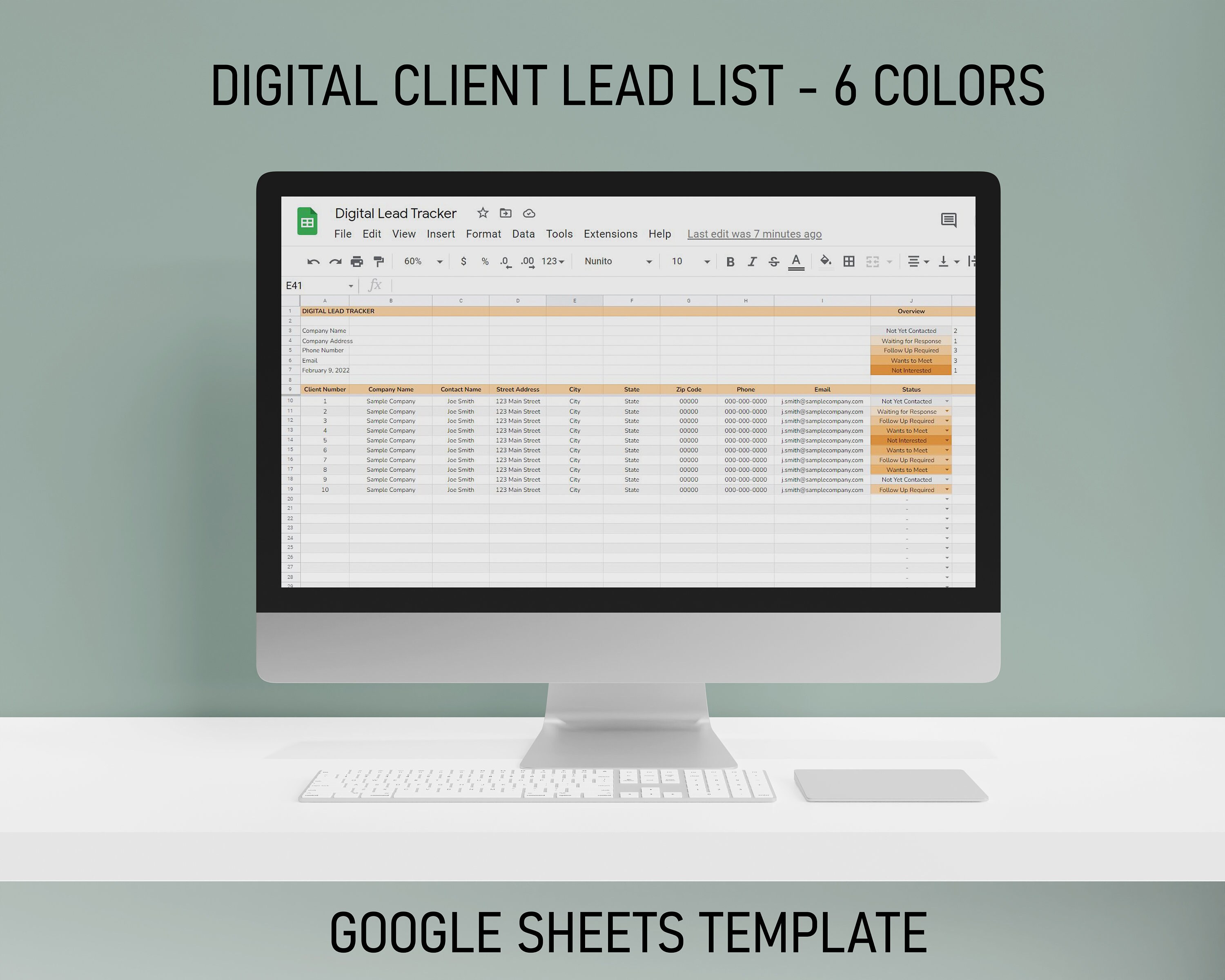 Lead Tracking Digital 6 Colors Google Sheets Template Business Real ...