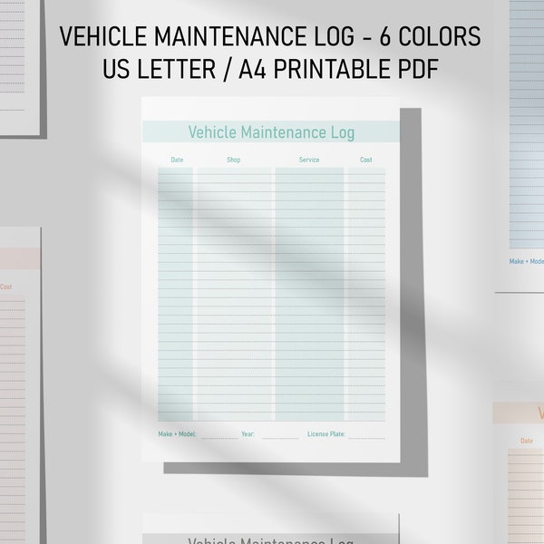 Vehicle Maintenance Tracker Printable - Etsy