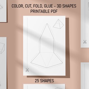 Color, Cut, Fold, Glue - 25 Foldable 3d Shapes - Printable PDF - Etsy